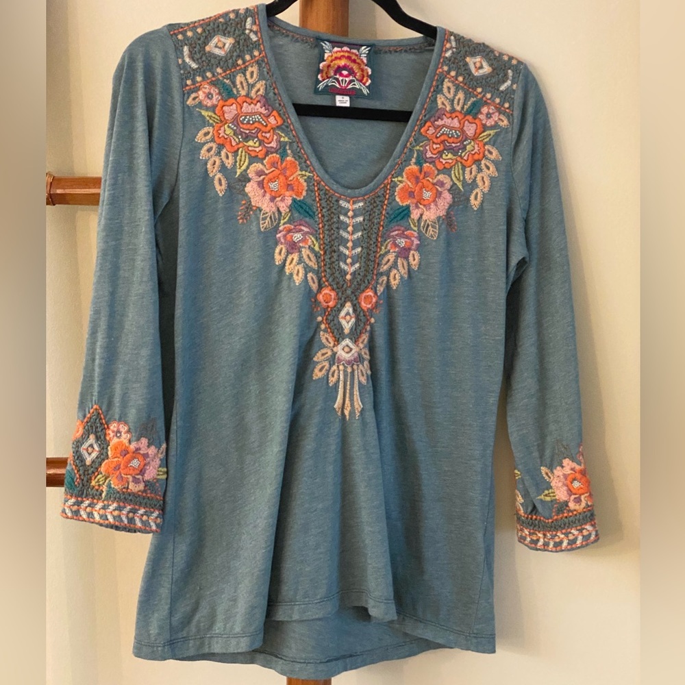 Johnny Was Small Embroidered Top - Gem